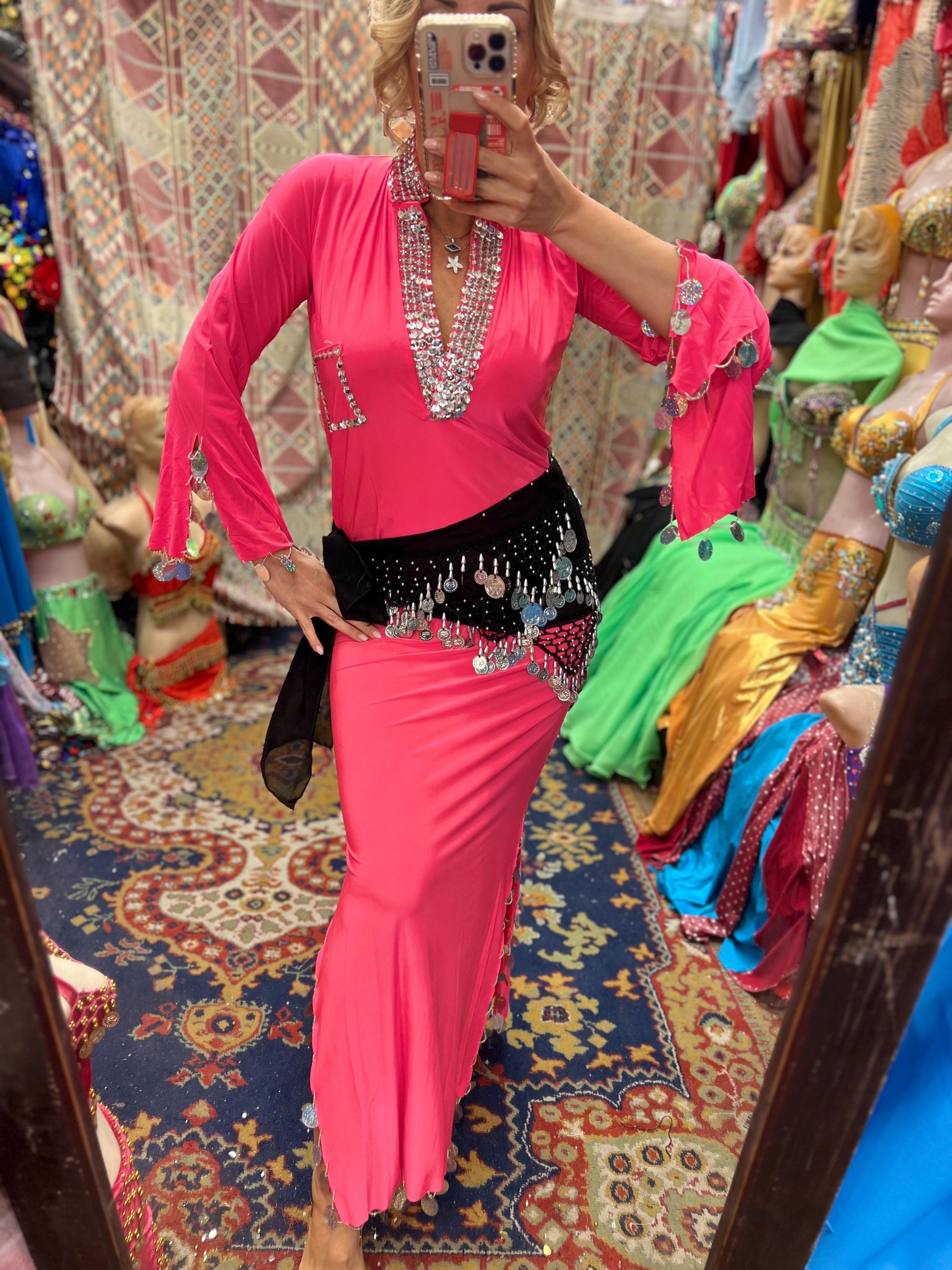 Bellydance Baladi Dress Set With Coins Belt ,dress for Saidi, Shaabi ...