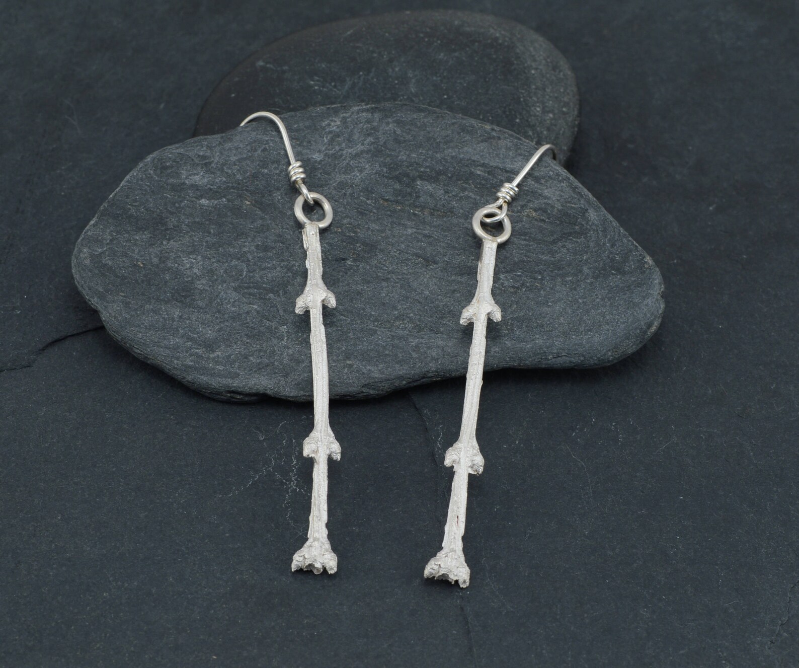 Twig Earrings, Sterling Silver Twig Earrings, Burning Bush, Artisan ...