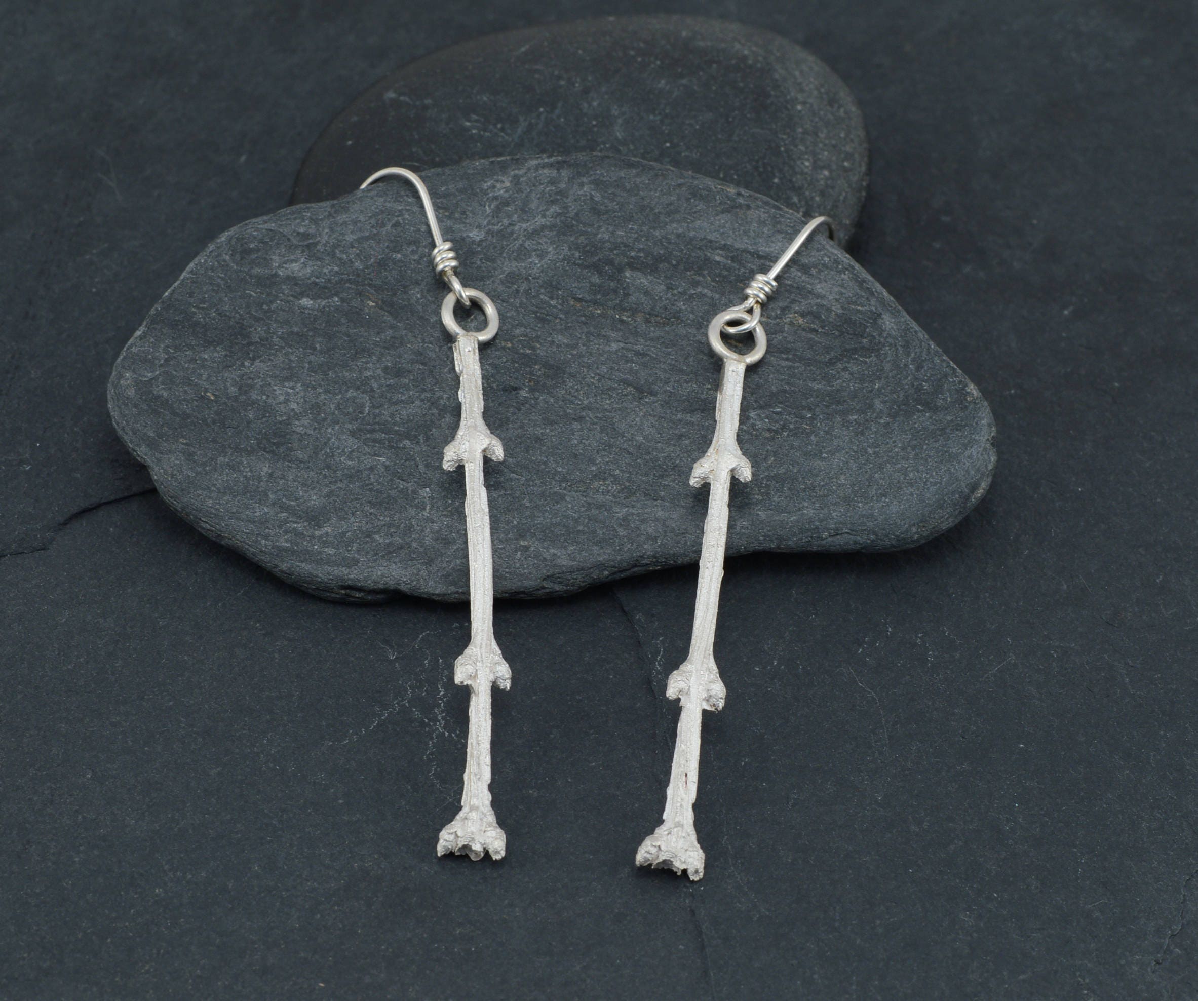 Twig Earrings, Sterling Silver Twig Earrings, Burning Bush, Artisan ...