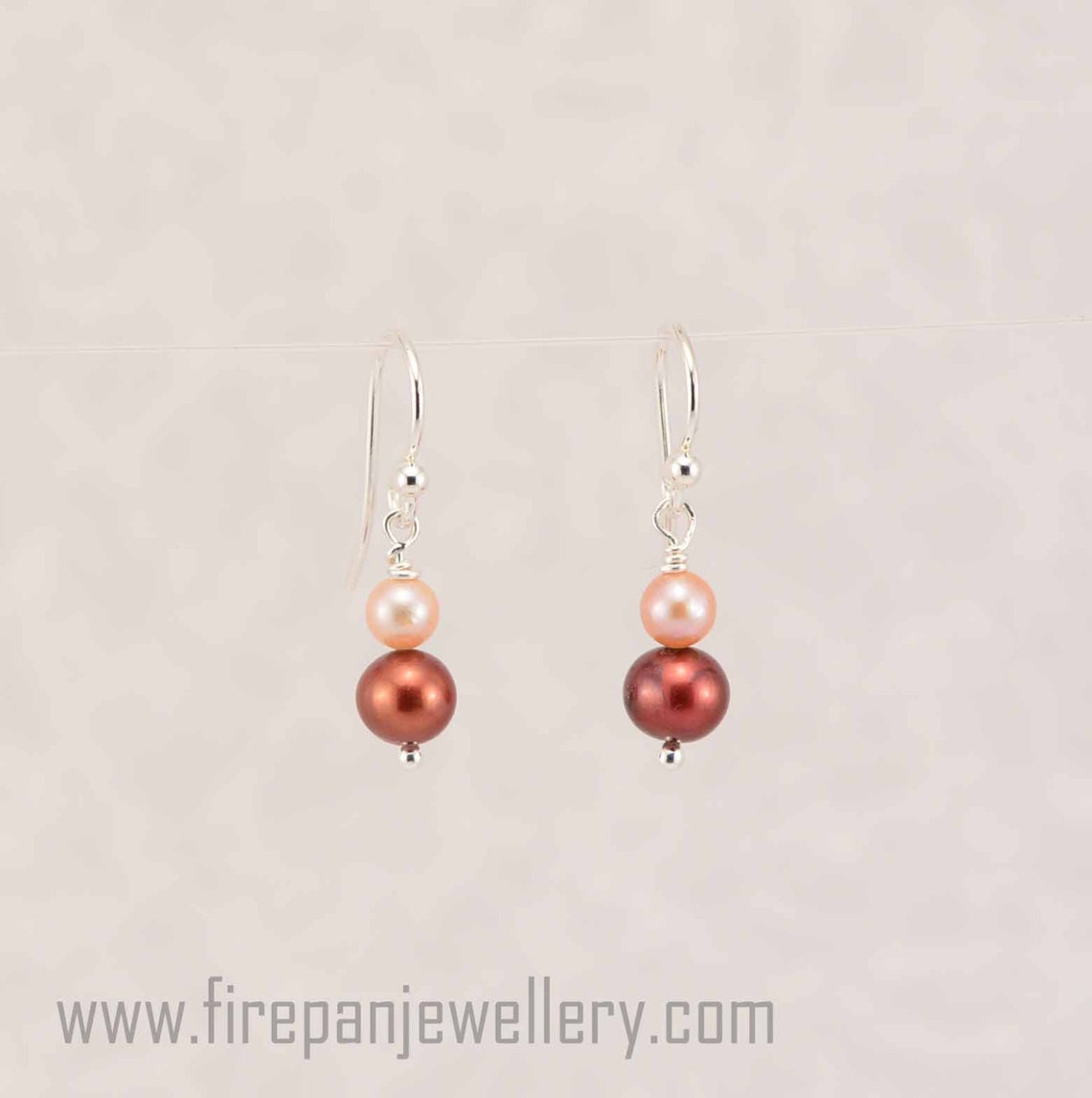 Marsala Freshwater Pearl With Peach Freshwater Pearl Earrings; Lovely ...