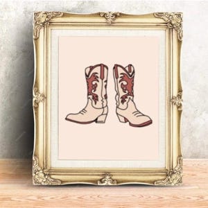 Brown Cowboy Boots Digital Art - Etsy