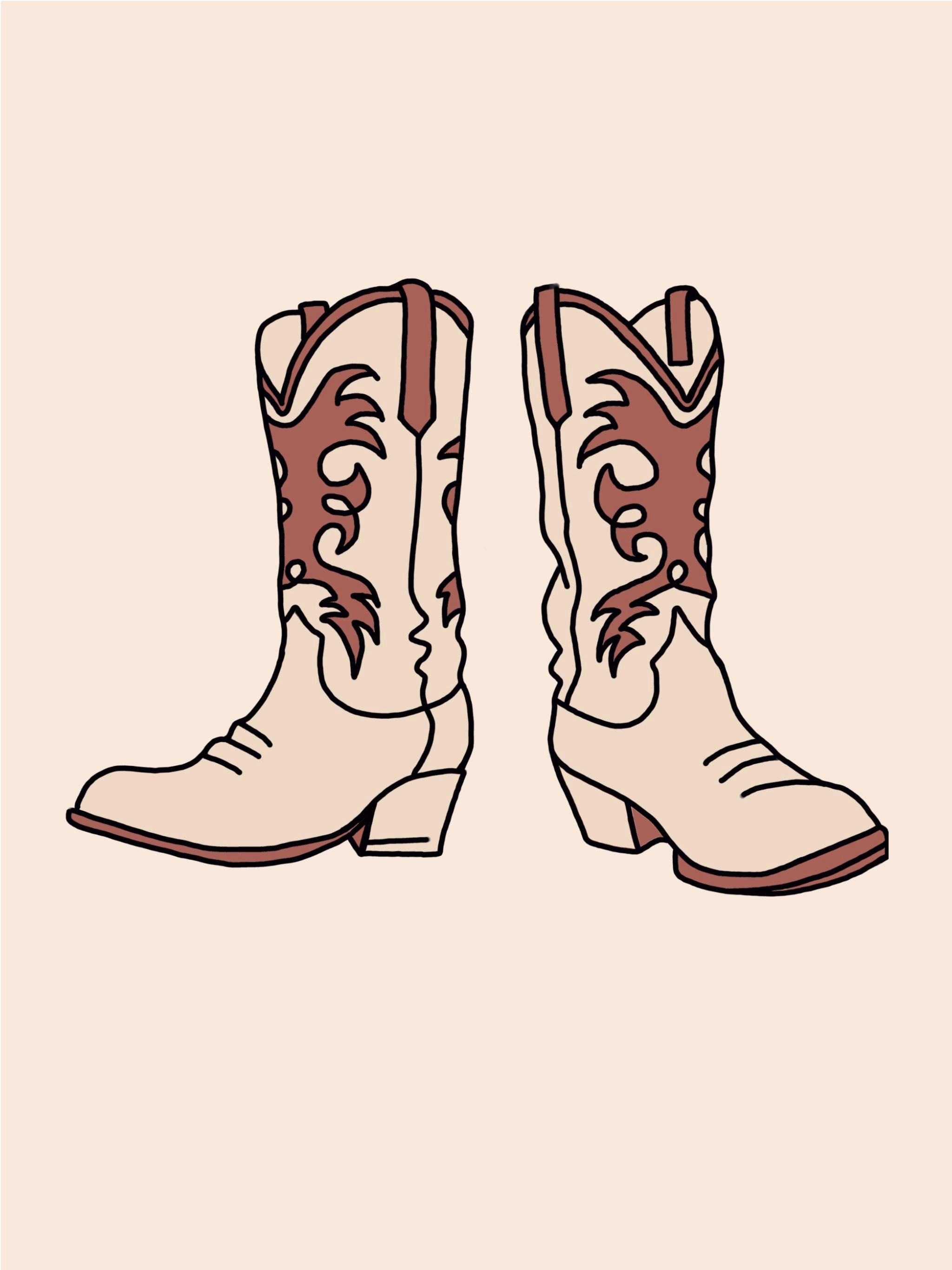 Brown Cowboy Boots Digital Art - Etsy