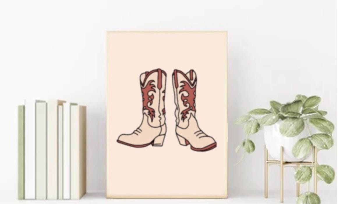 Brown Cowboy Boots Digital Art - Etsy