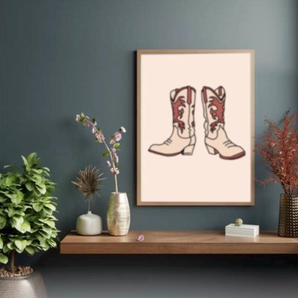 Brown Cowboy Boots Digital Art - Etsy