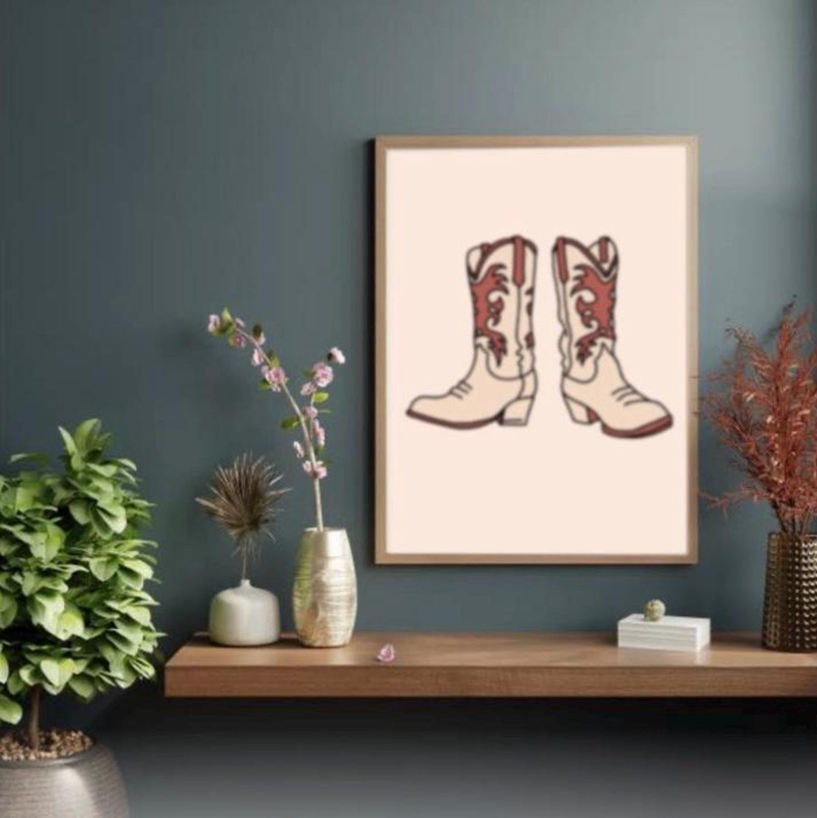Brown Cowboy Boots Digital Art - Etsy