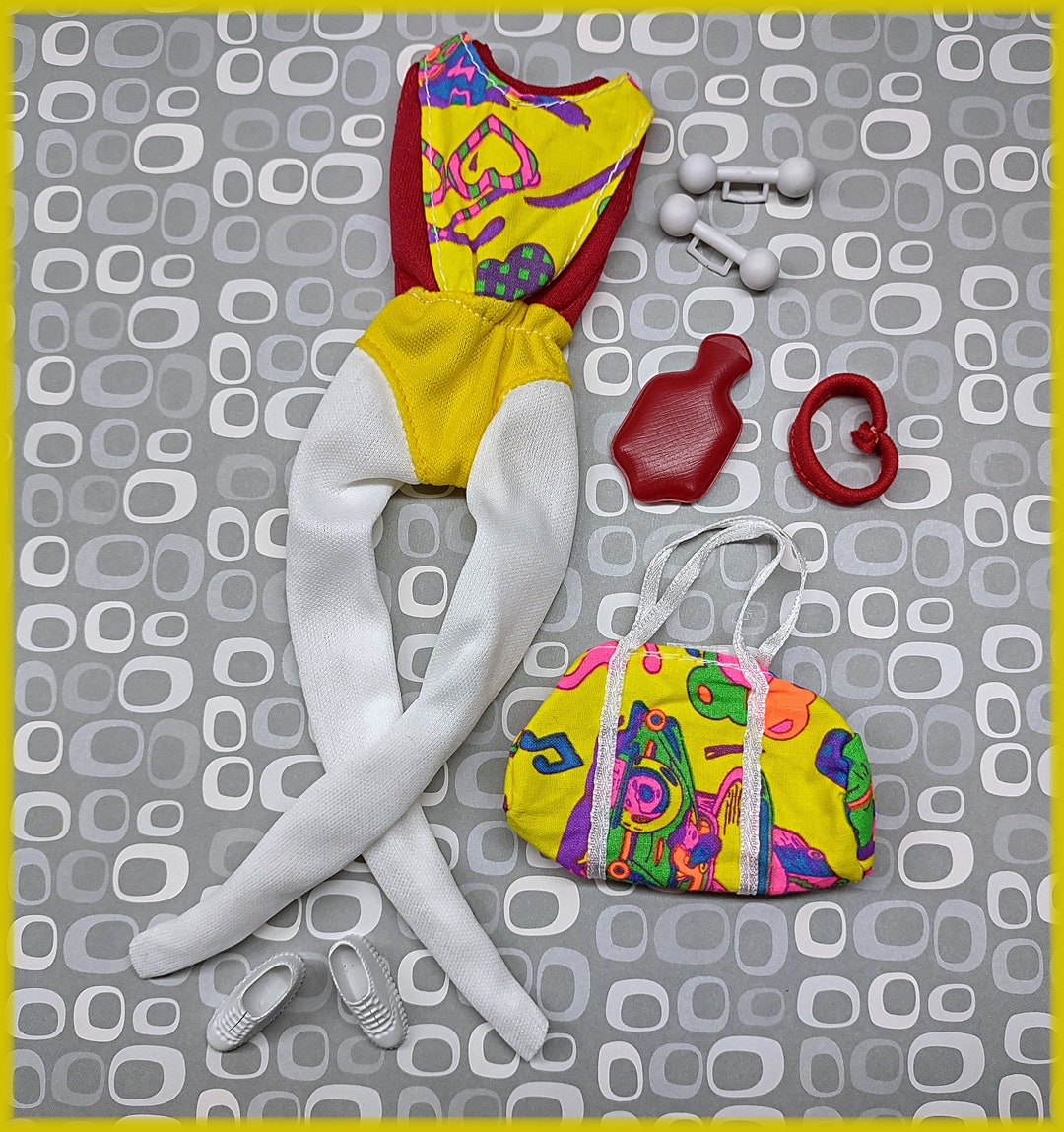 Vintage Barbie Doll Mod Exercise Outfit, Tennis Shoes, Gym Bag, and ...
