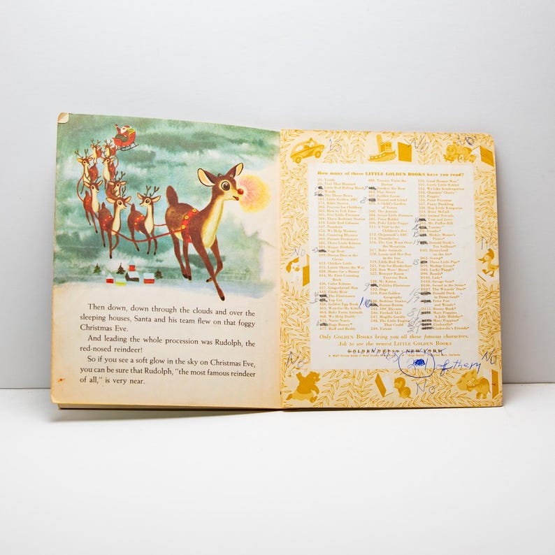 Vintage 1958 Little Golden Book, Rudolph the Red-nosed Reindeer - Etsy