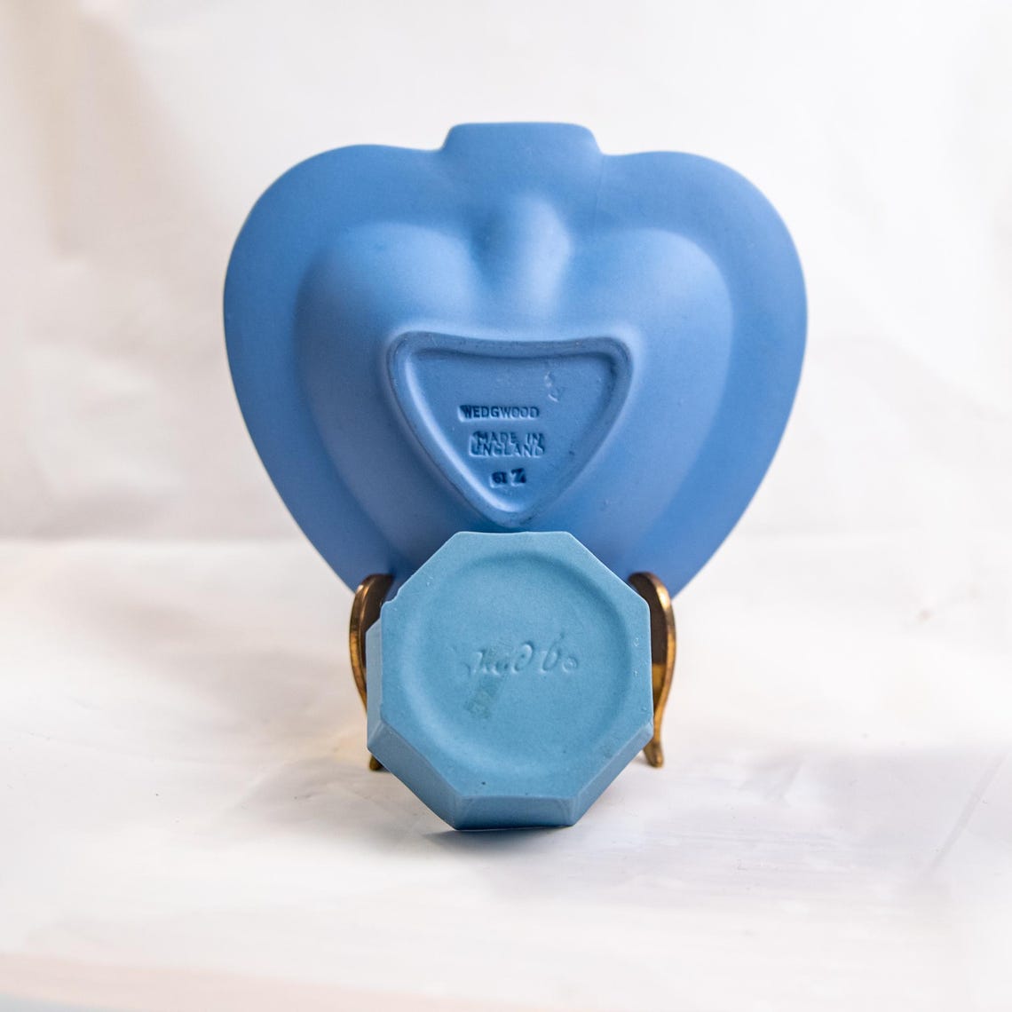 Vintage Spode Wedgewood Matte Blue Trinket Box and Spade Trivet - Etsy