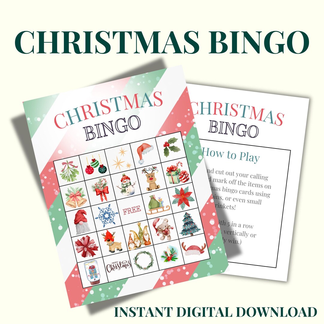 Christmas Holiday Bingo Cards | Family Game | 10 Unique Bingo Cards ...