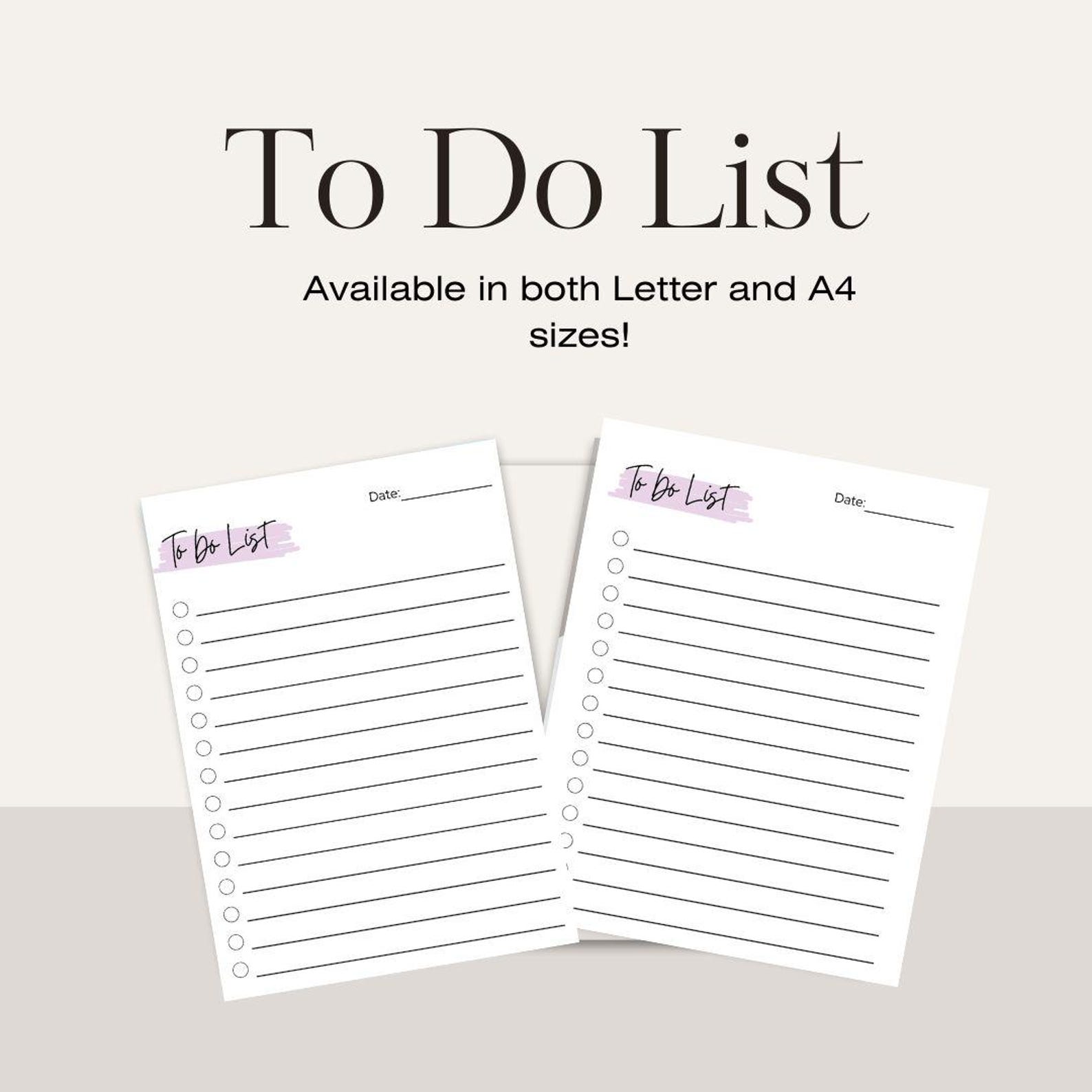 Printable PDF to Do List, Pretty and Minimalistic, Blank, Productivity ...