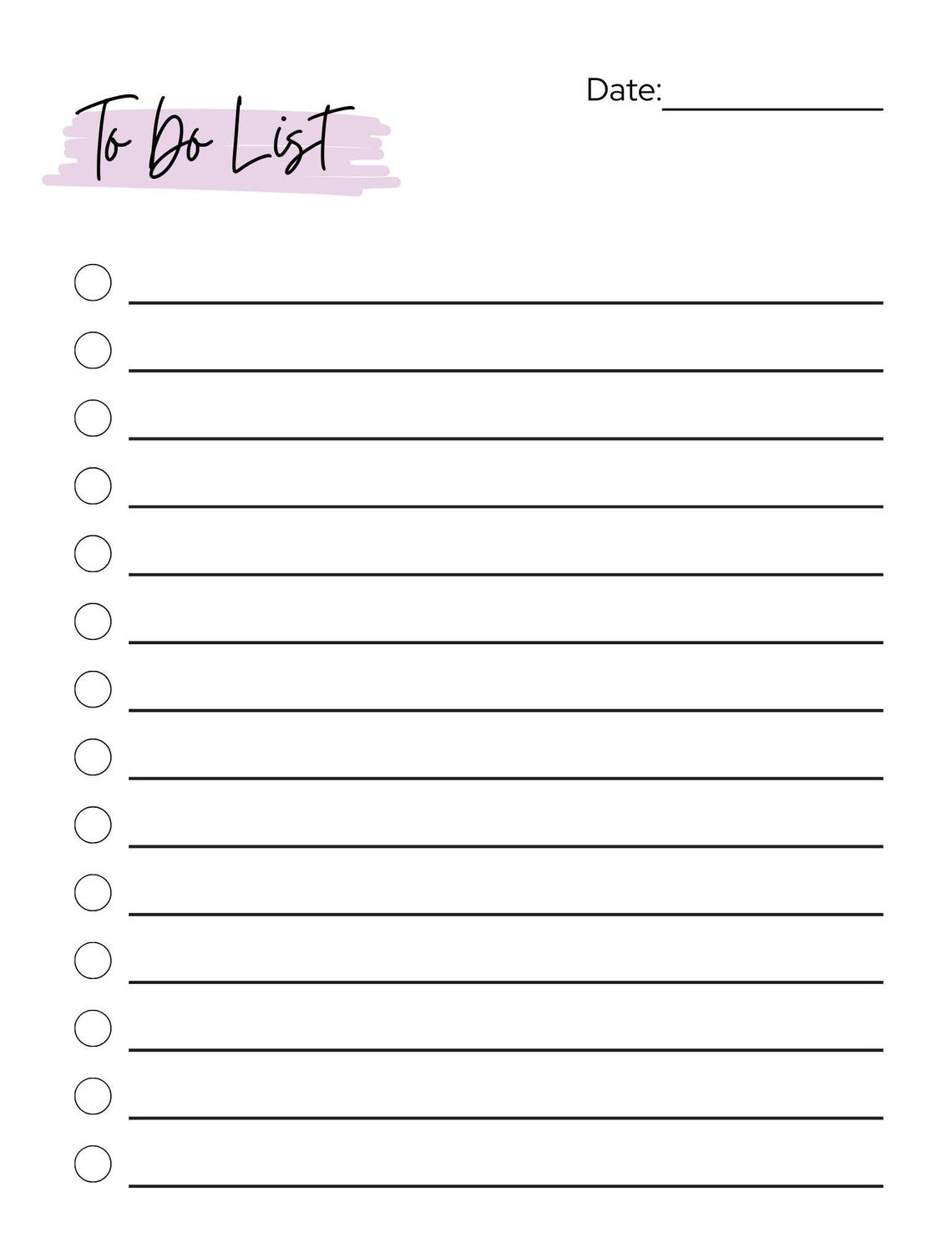Printable PDF to Do List, Pretty and Minimalistic, Blank, Productivity ...
