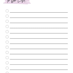 Printable PDF to Do List, Pretty and Minimalistic, Blank, Productivity ...