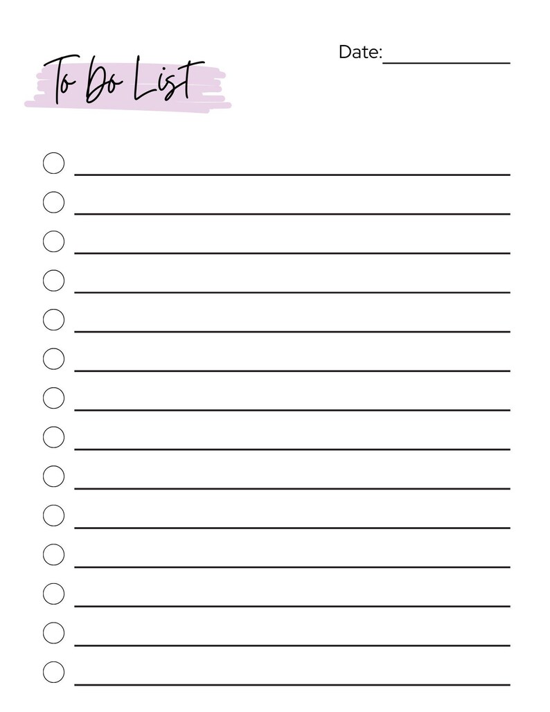 Printable PDF to Do List, Pretty and Minimalistic, Blank, Productivity ...