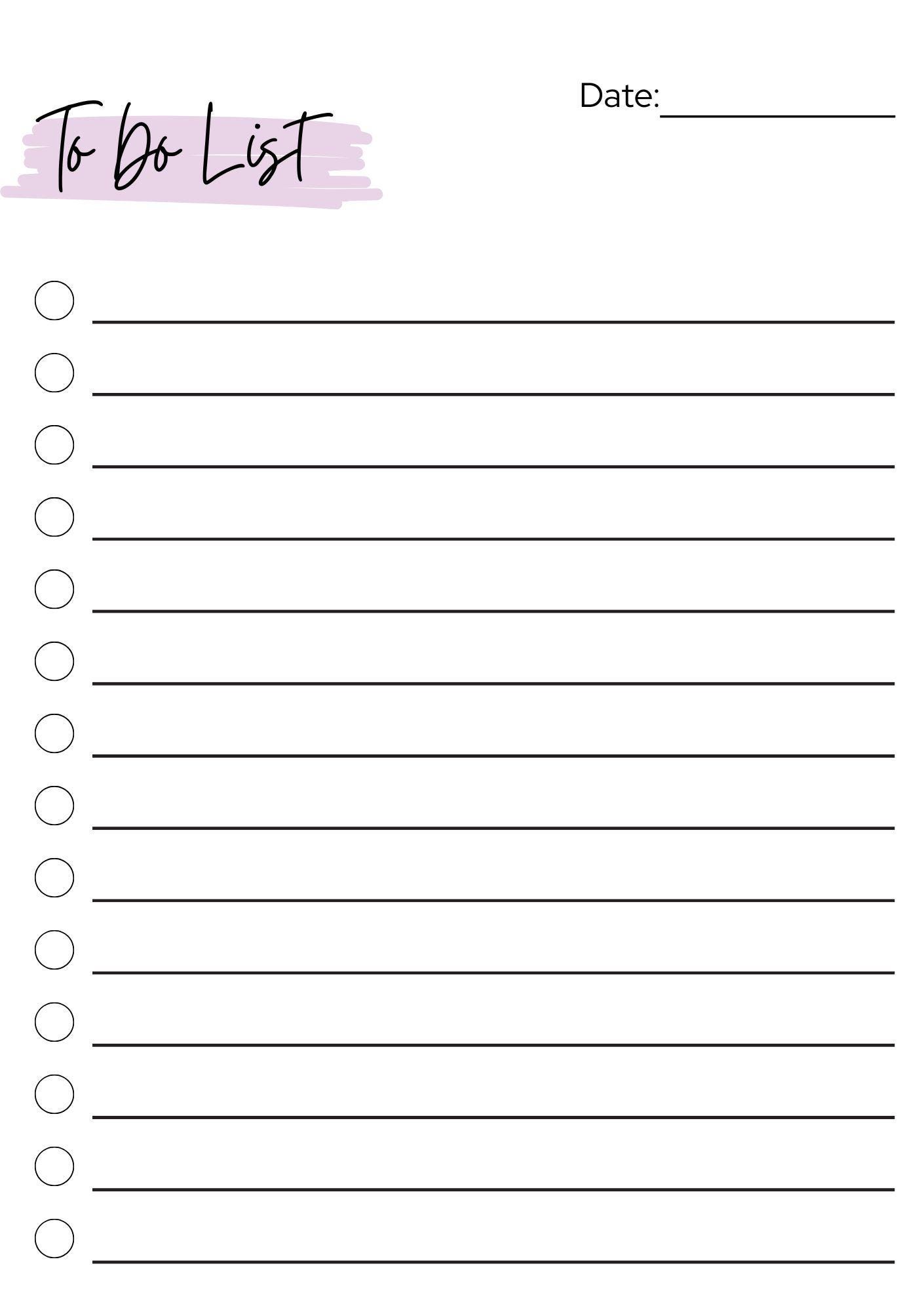 Printable PDF to Do List, Pretty and Minimalistic, Blank, Productivity ...