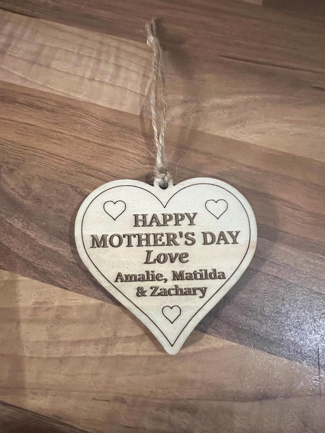 Personalised Happy Mothers Day Wooden Laser Engraved Heart ...