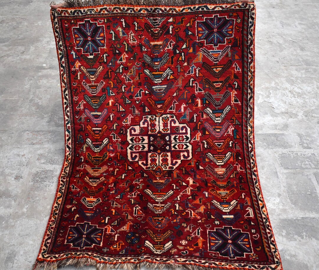 1930s Antique Pictorial Rug 2'10x4 Ft Small Caucasian Rug/ Collectible ...