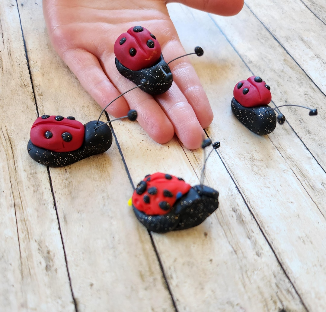 Set of 4 Miniature Polymer Clay Ladybugs - Etsy