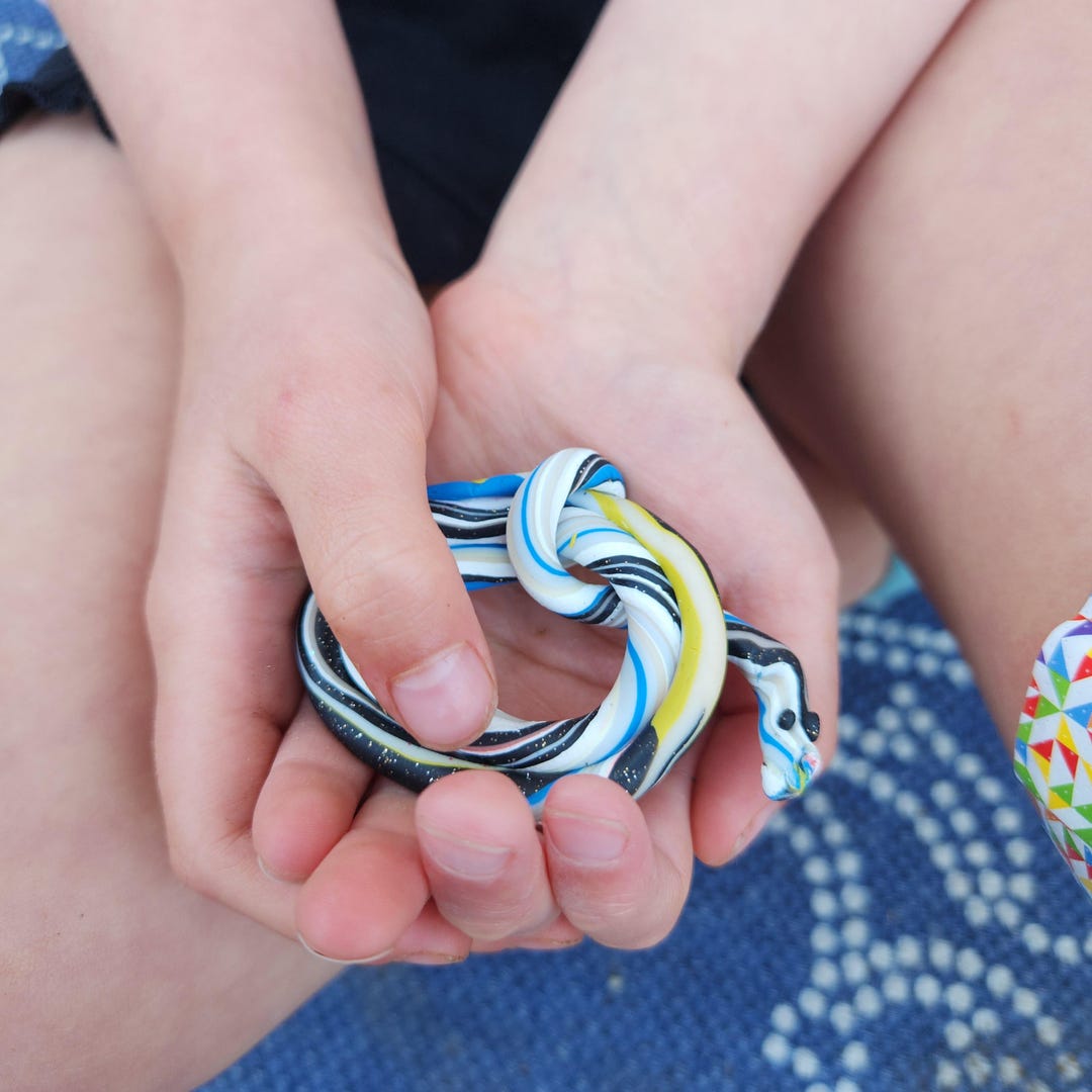 COILED Miniature Shades of Blue, Grey and Lime Polymer Clay Snake - Etsy