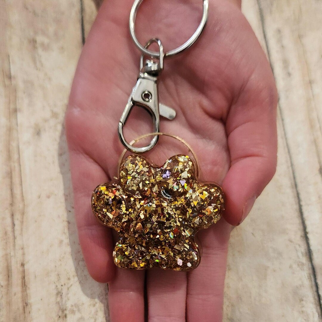 Super Sparkly Gold and Broken Mirror Resin Dog or Cat Paw Charm- Collar ...