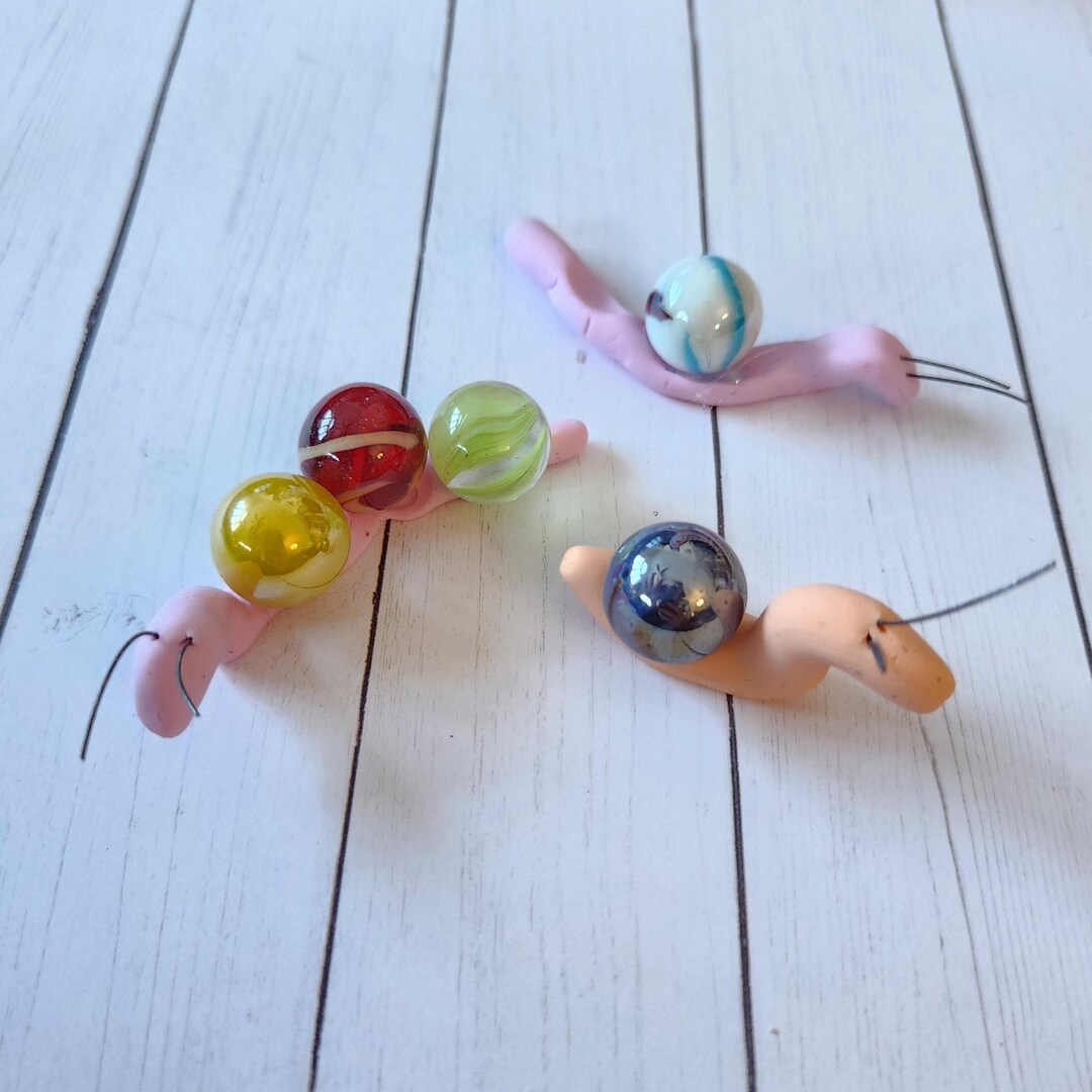 SET of 3 Clay Snails With Marble Shells and Wire Antennas - Etsy