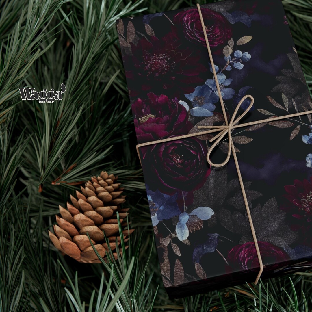Midnight Bloom Gift Wrap Gothic Dark Floral Elegance,gothic Gift ...