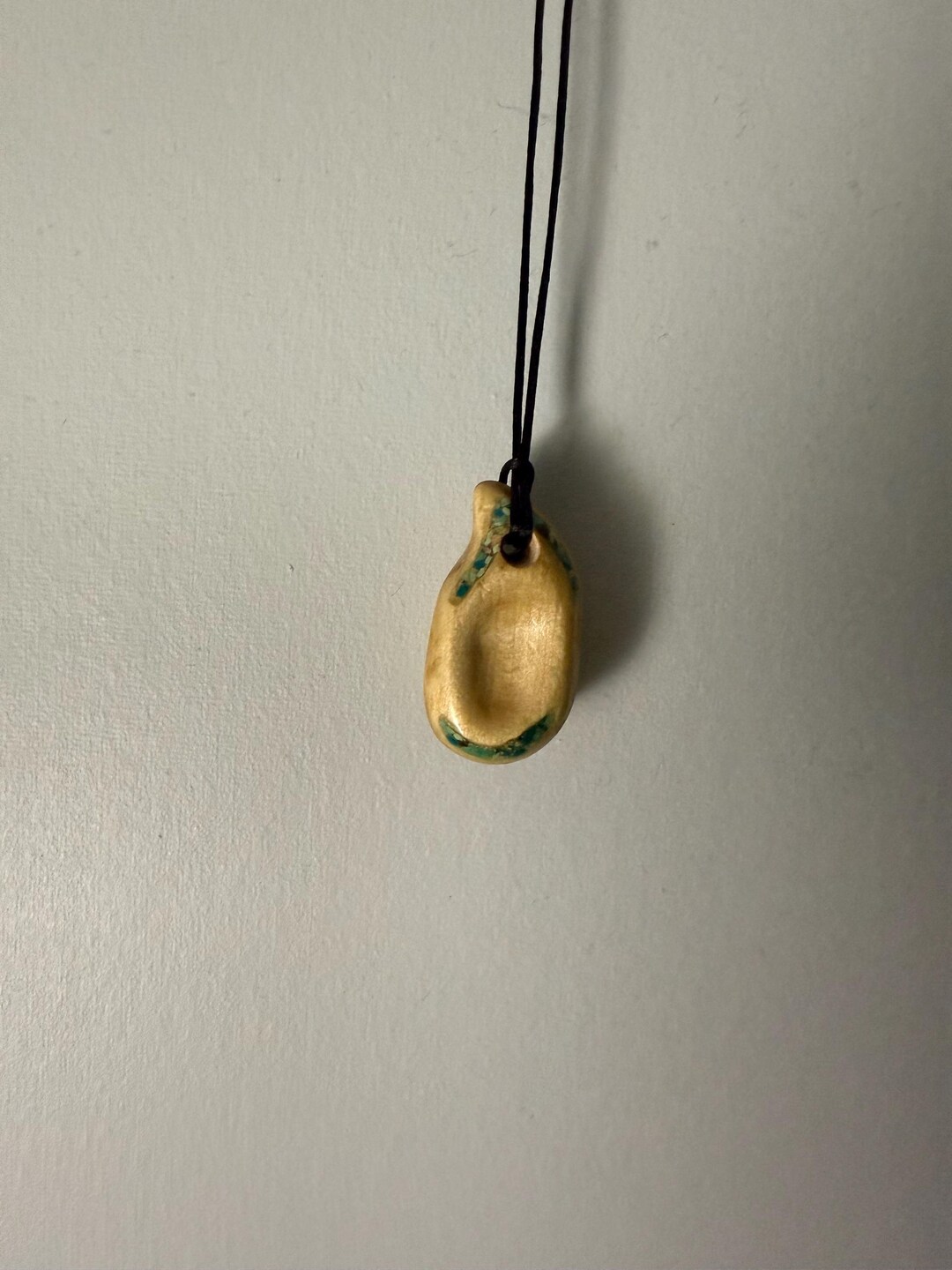 Wood With Turquoise Inlay Fidget Necklace Pendant - Etsy