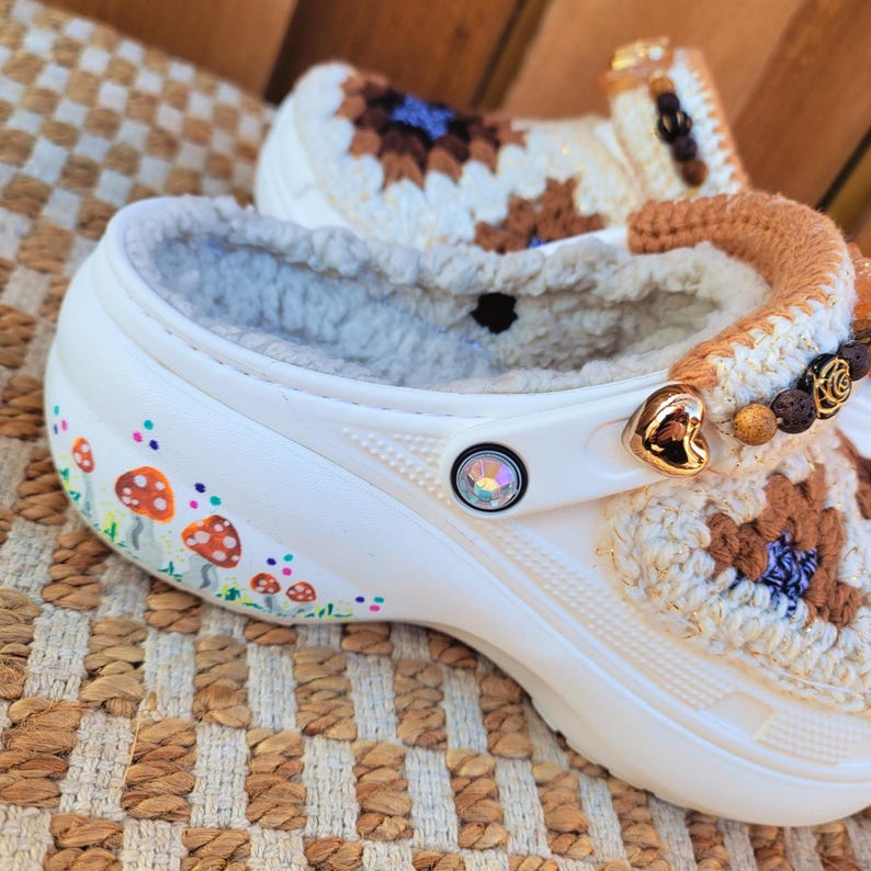 Custom Crocs® Forest Glow White Lined Platforms, With Crystals ...