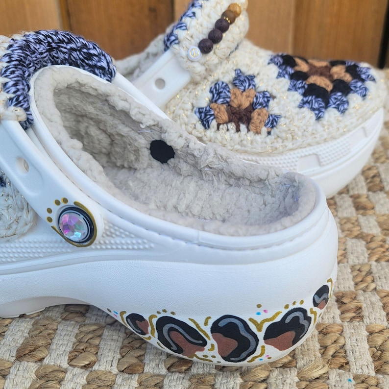Custom Crocs® for CHELSEA - Cheetah Cheer - Platform Lined Fuzzy White ...