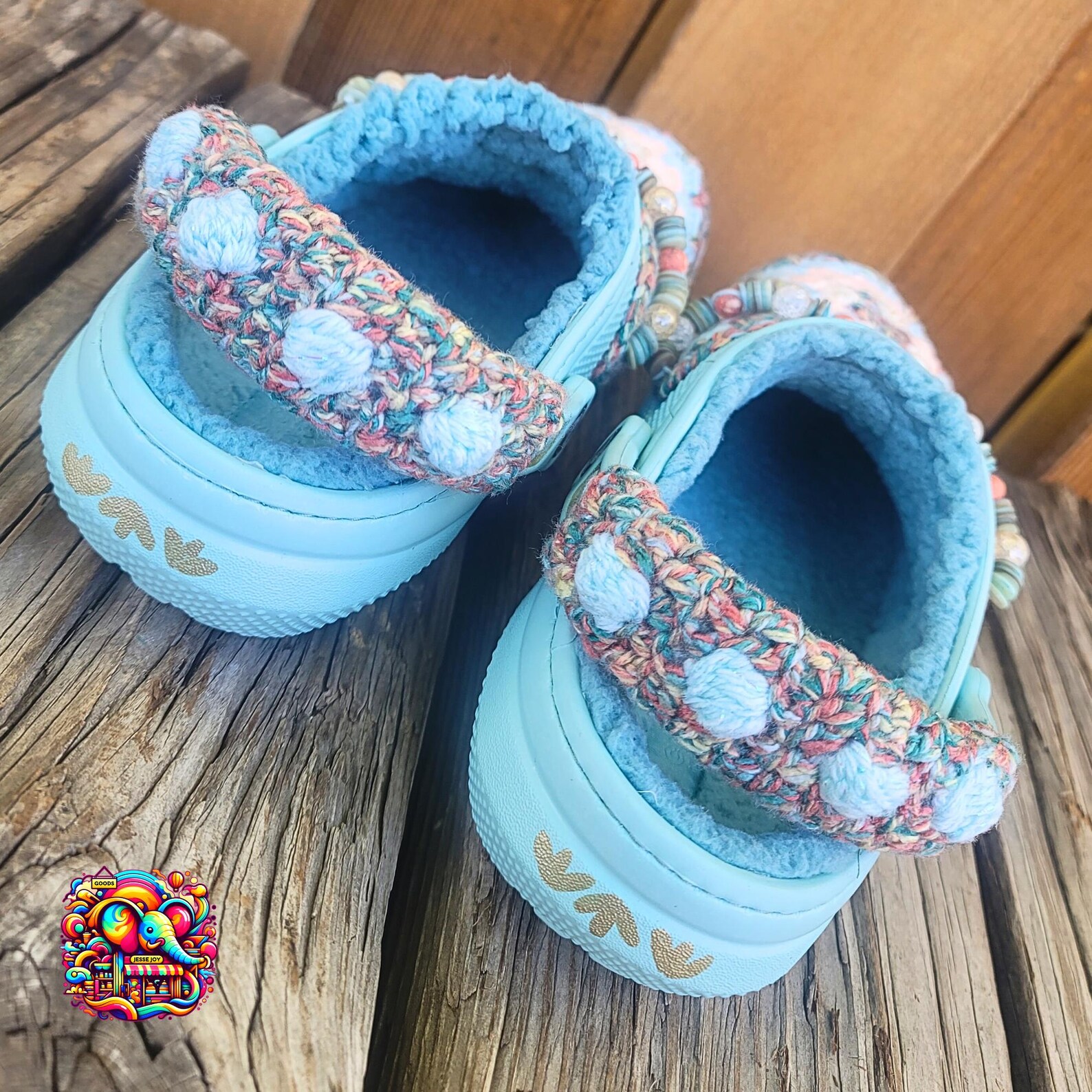 Custom Crocs® for LINDA Aqua Bliss - Classic Lined Clogs, Handmade With ...