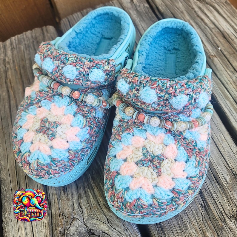 Custom Crocs® for LINDA Aqua Bliss - Classic Lined Clogs, Handmade With ...