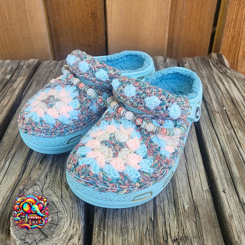 Custom Crocs® for LINDA Aqua Bliss - Classic Lined Clogs, Handmade With ...