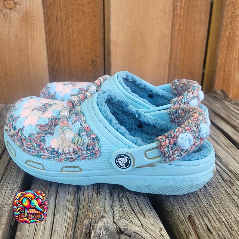Custom Crocs® for LINDA Aqua Bliss - Classic Lined Clogs, Handmade With ...