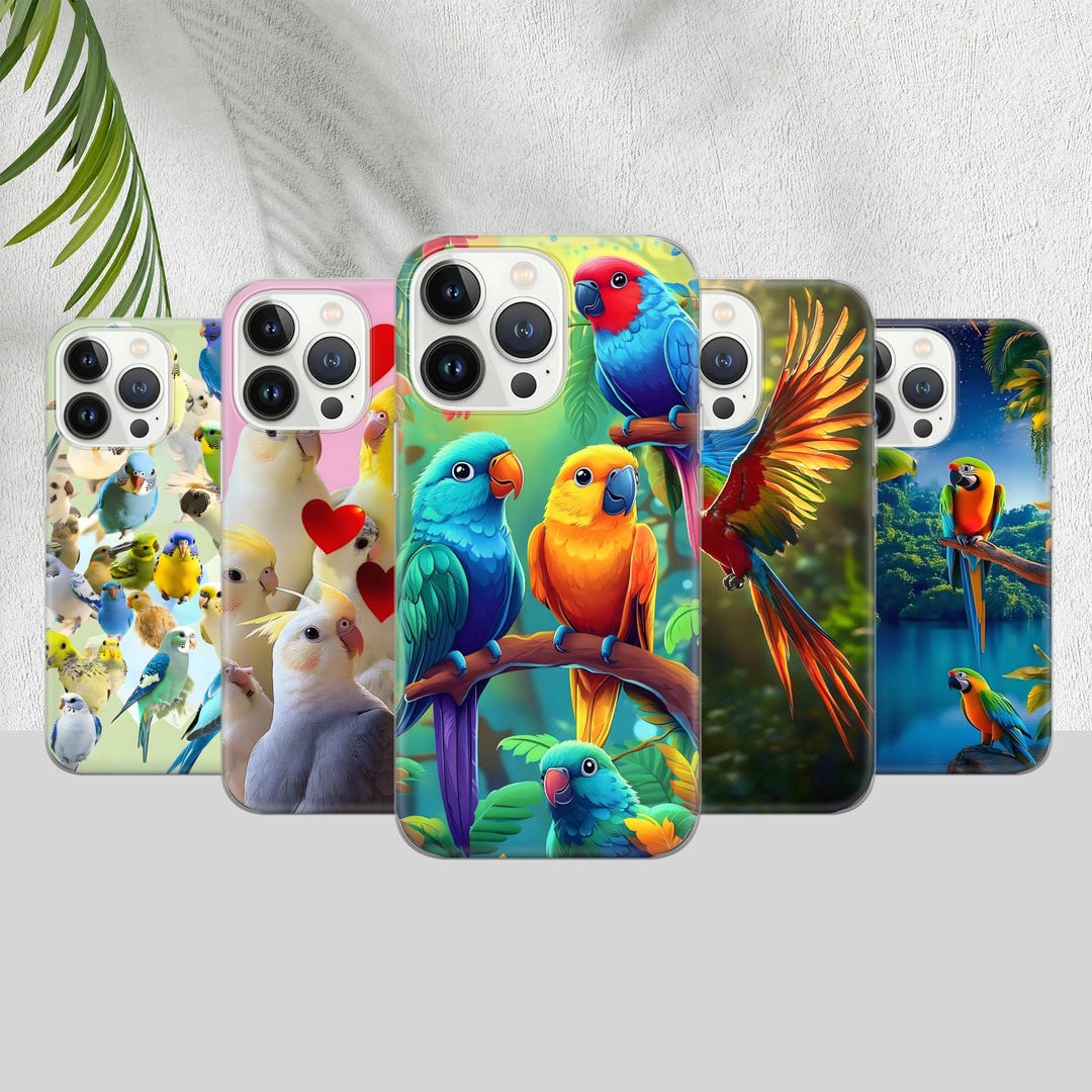 Tropical Parrot Phone Case Cute Bird Cover for iPhone 17 Pro, 16, 15 ...