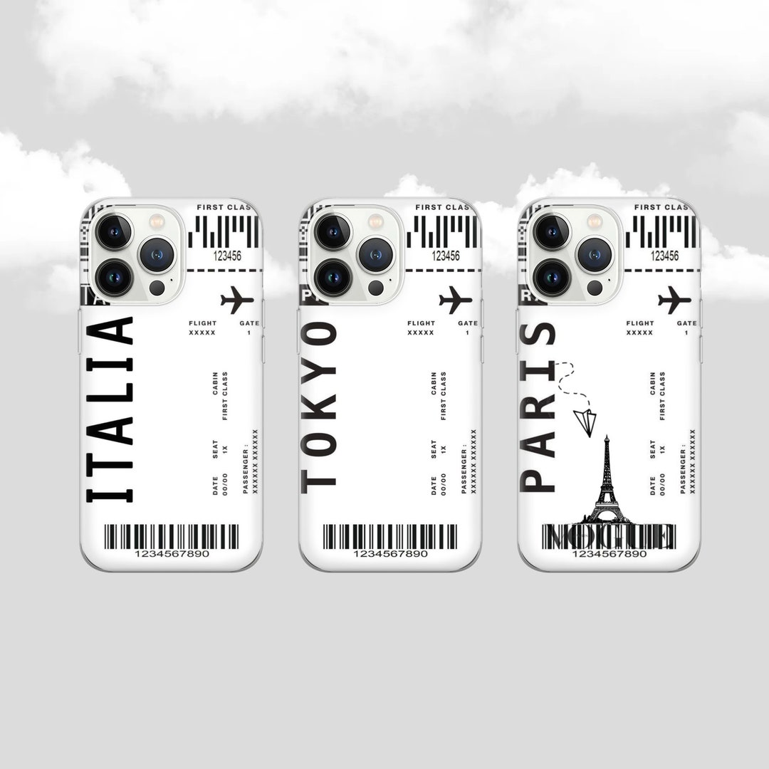 Flight Ticket Phone Case Boarding Pass Coverfor iPhone 16 Pro Max, 15 ...