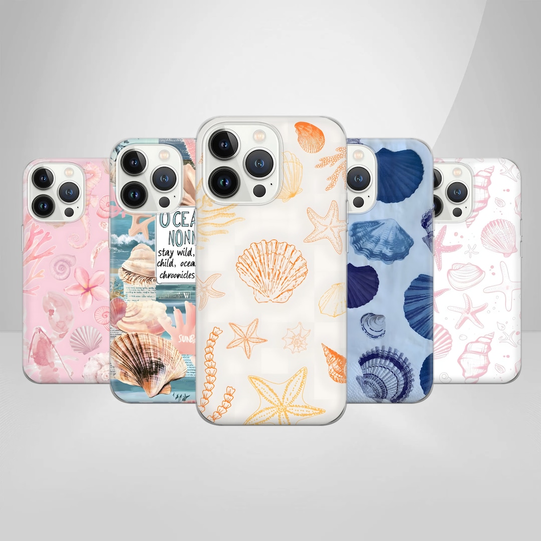 Sea Shell Phone Case Coastal Beach Ocean Vibes Cover for iPhone 16, 15 ...