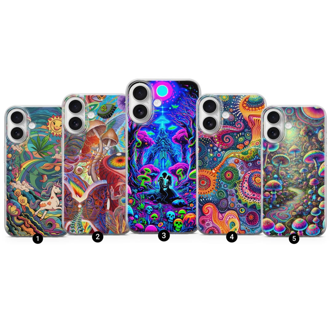 Psychedelic Trippy Phone Case Colours Cover for iPhone 17pro 16, 15, 14 ...