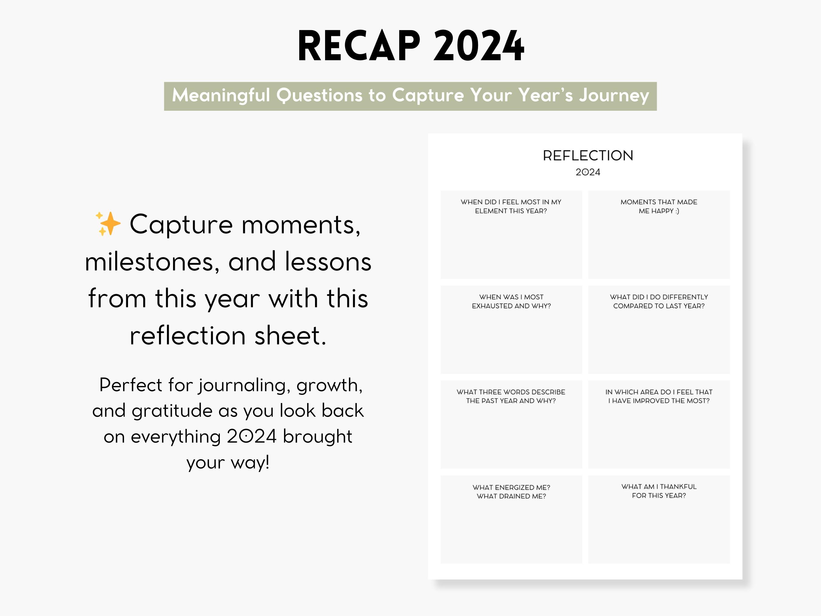 Reflection Journal 2024/2025, Yearly, Monthly Review Templates, Digital ...