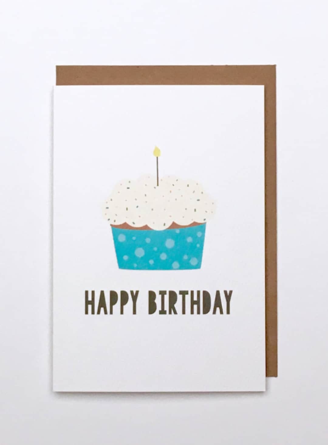 Cupcake Card // Cute Birthday Card // Happy Birthday // - Etsy