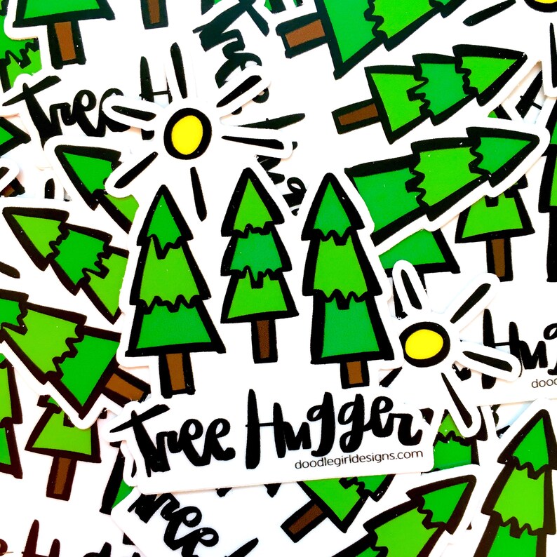 Tree Hugger // Waterproof Sticker // Tree Decal // Laptop Decal // Cute ...