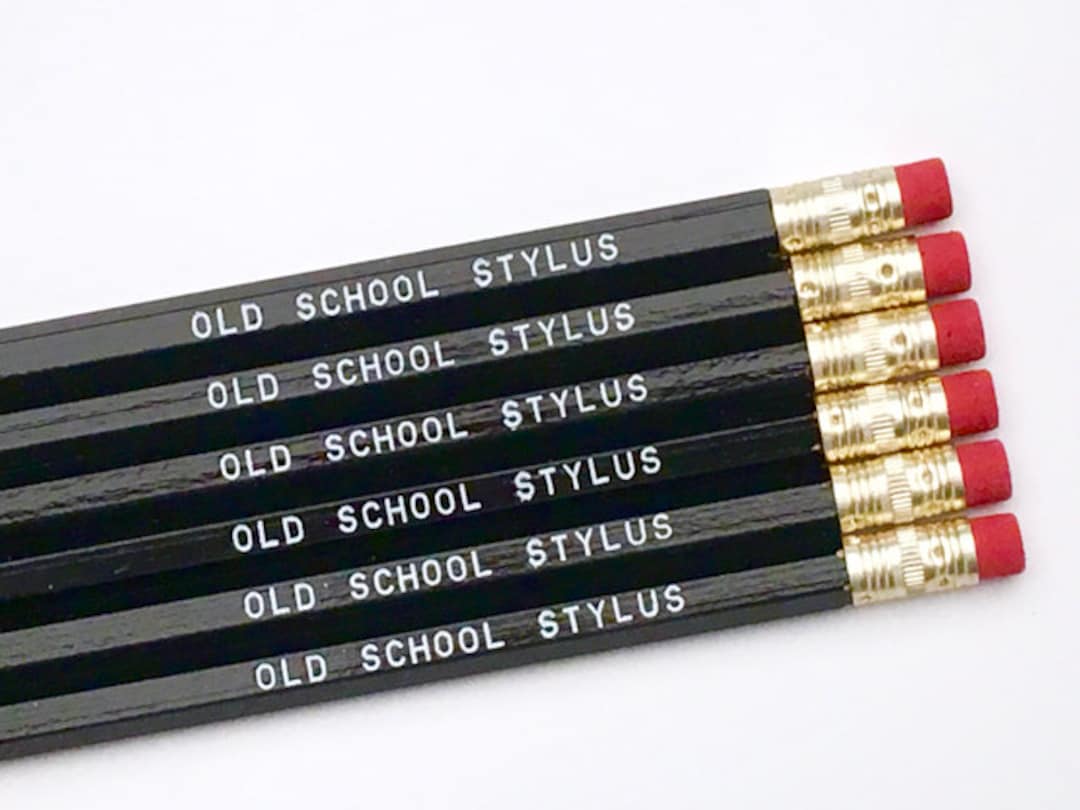 Old School Stylus Pencils, Set of 6 Pencils, Imprinted Pencils, Hexagon ...