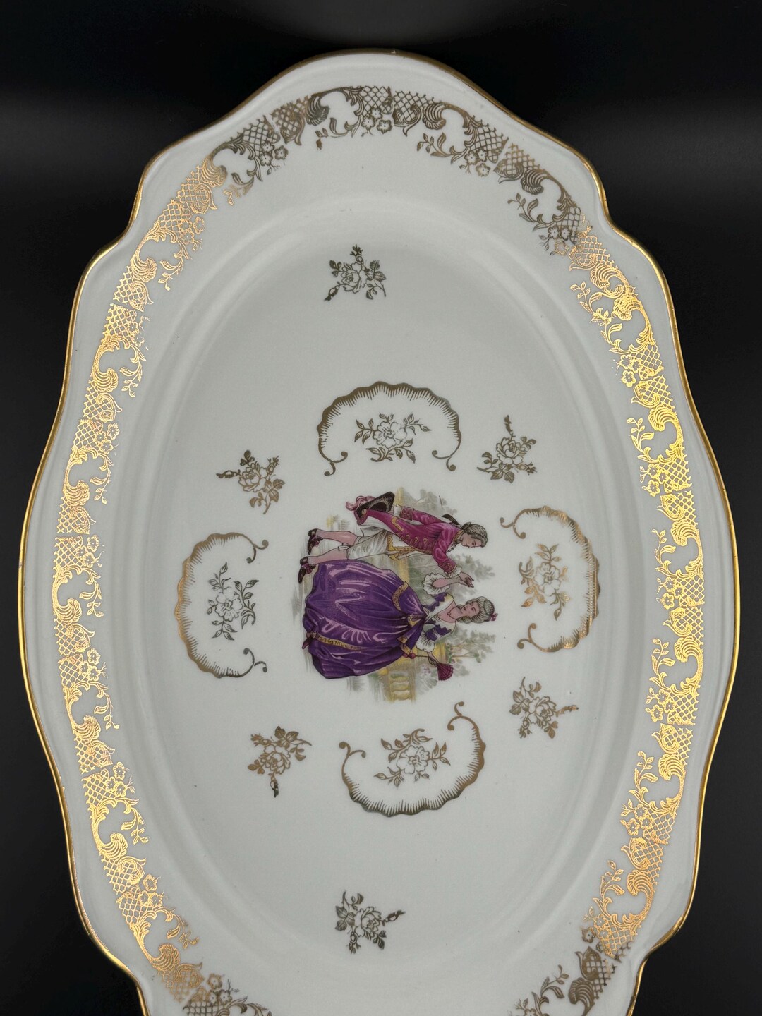 Vintage 1930s Porcelain Serving Platter, Hand-painted Rococo ...