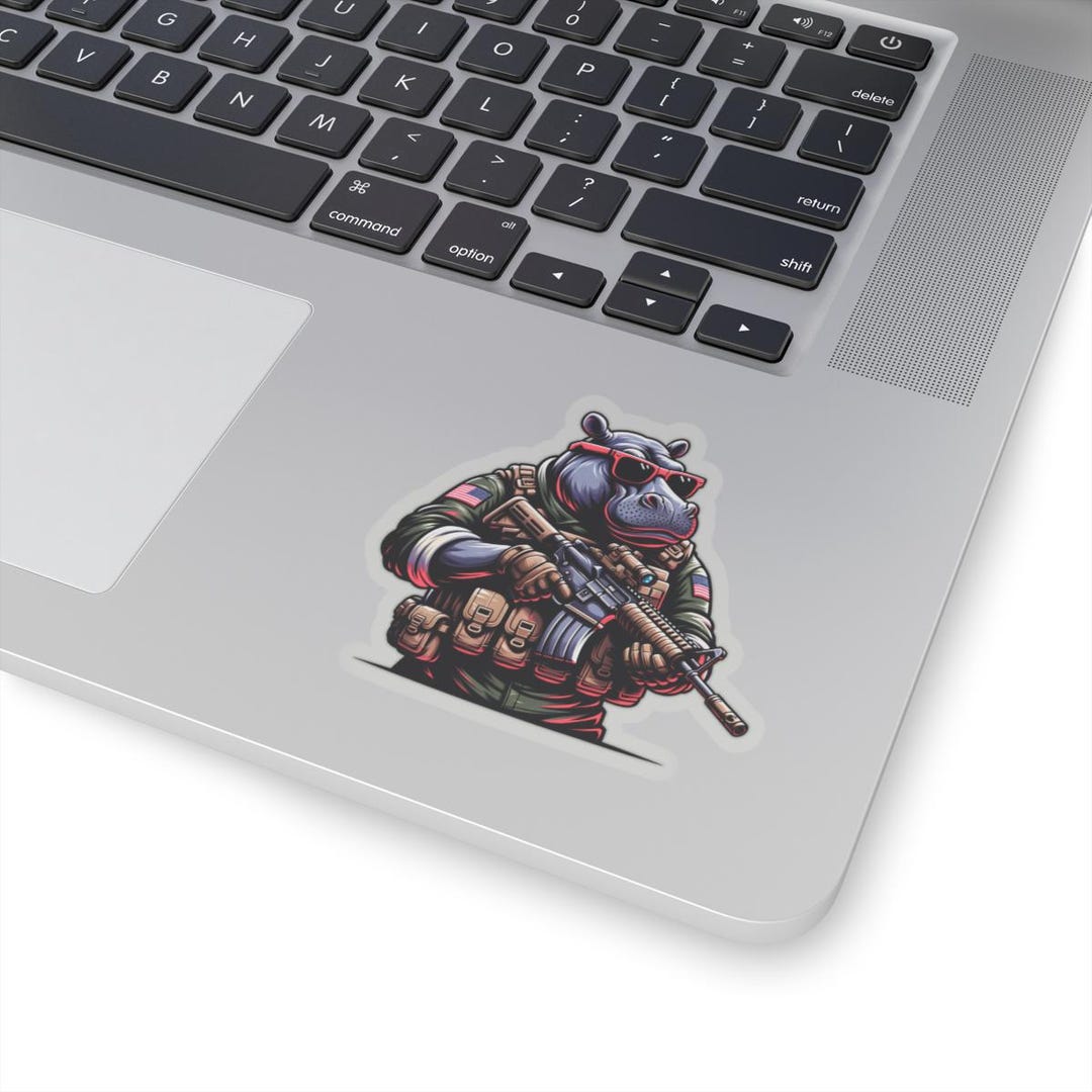 Tactical Hippo Sticker, Military Hippo Design, Cool Animal Sticker for ...