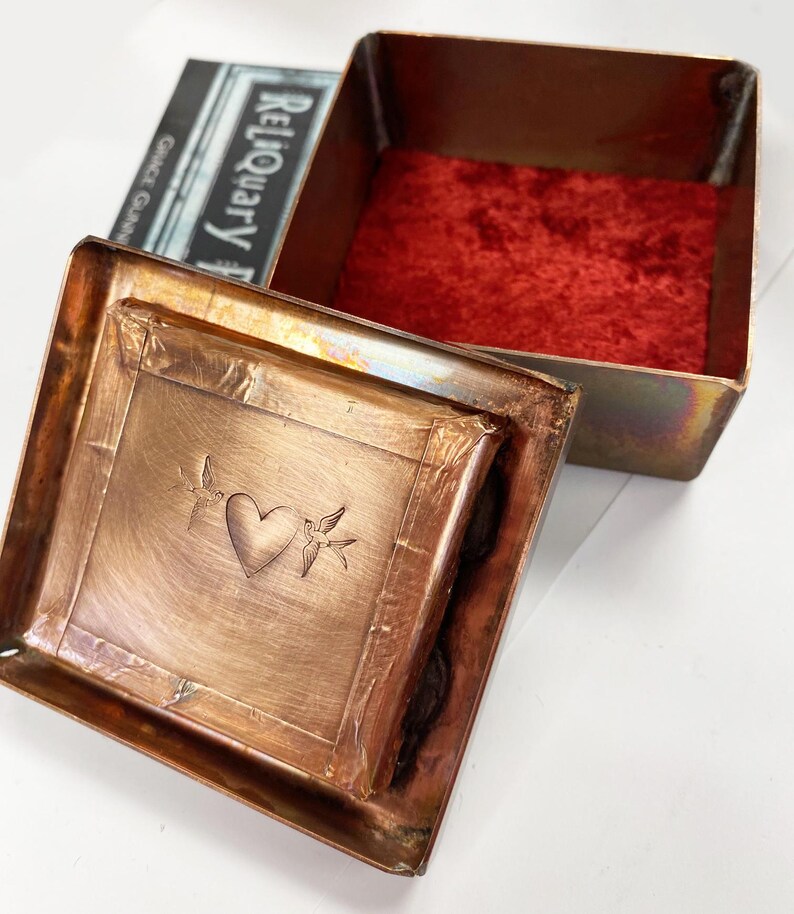 Heart and Ouroboro Reliquary Box - Snake Heart and Flowers Copper Box ...
