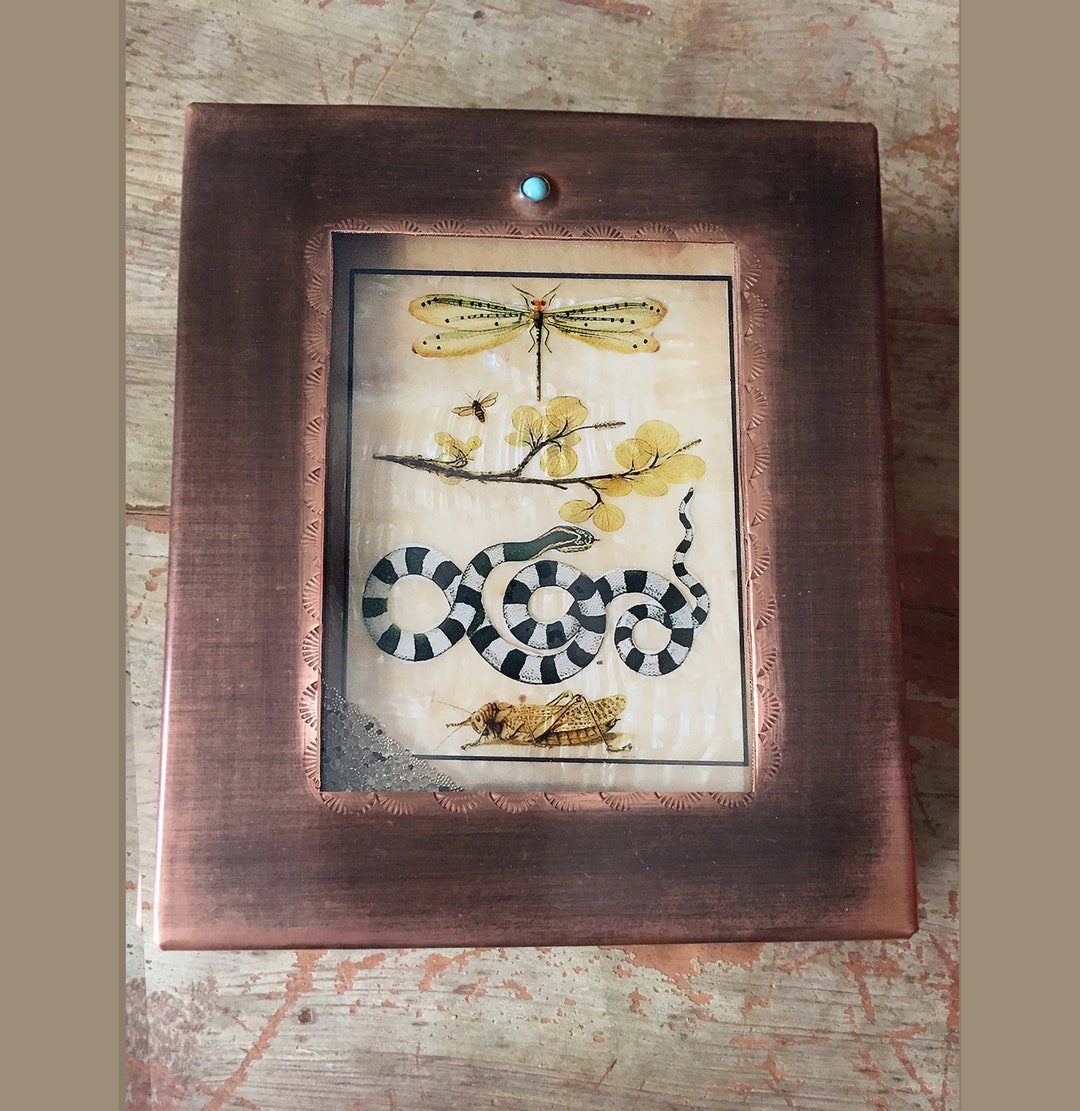 The Natural World Reliquary Box - Snake, Dragonfly, Grasshopper Copper ...