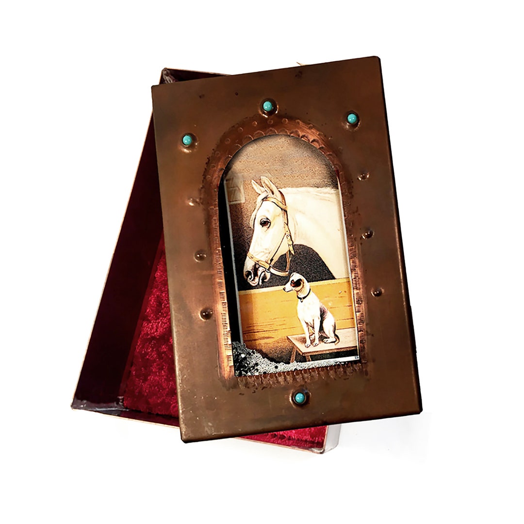Horse and Dog Alchemy Reliquary Box - Copper Memento Box White Horse ...