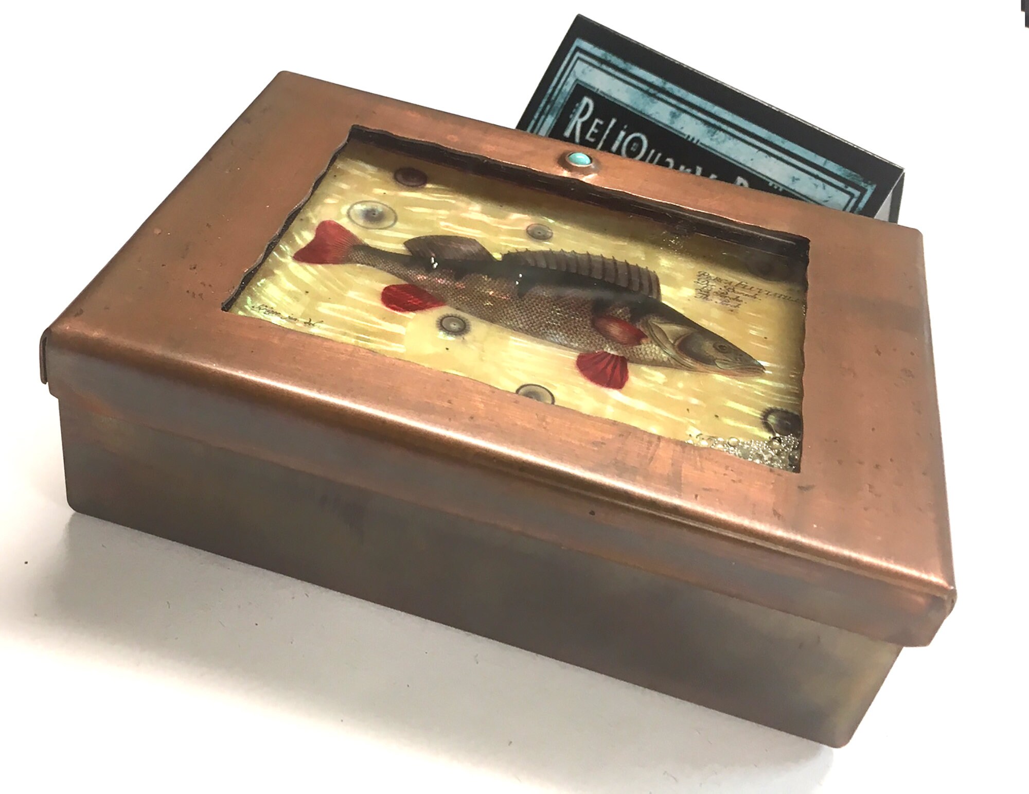 Fish With Bubbles Reliquary Box - Fishing Man Gift Box - Copper With ...