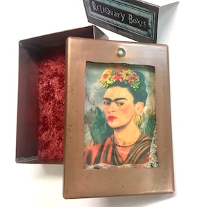 Frieda Kahlo Reliquary Box - Iconic Woman Painter Memento Box - Copper ...