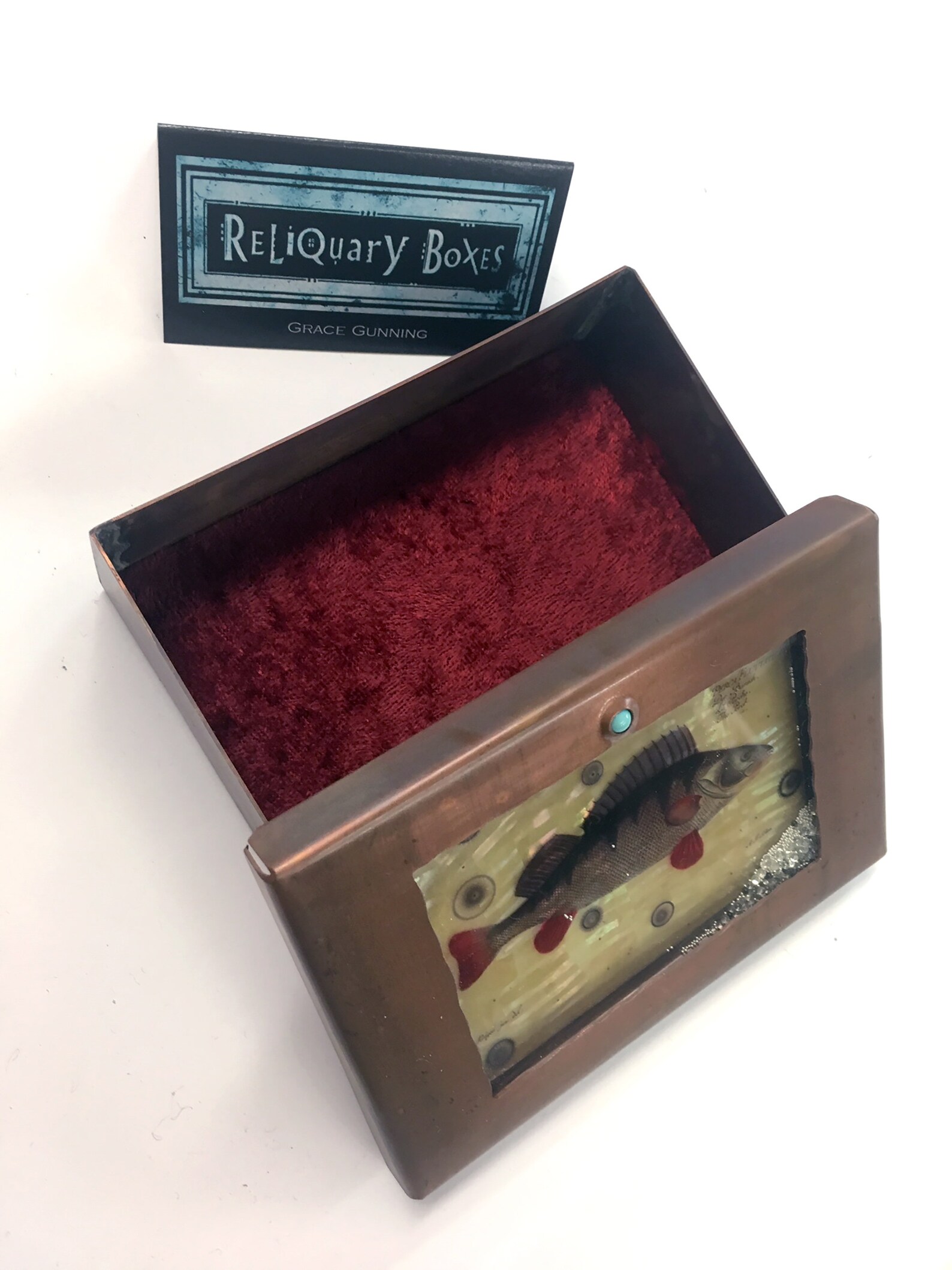 Fish With Bubbles Reliquary Box Fishing Man Gift Box | Etsy