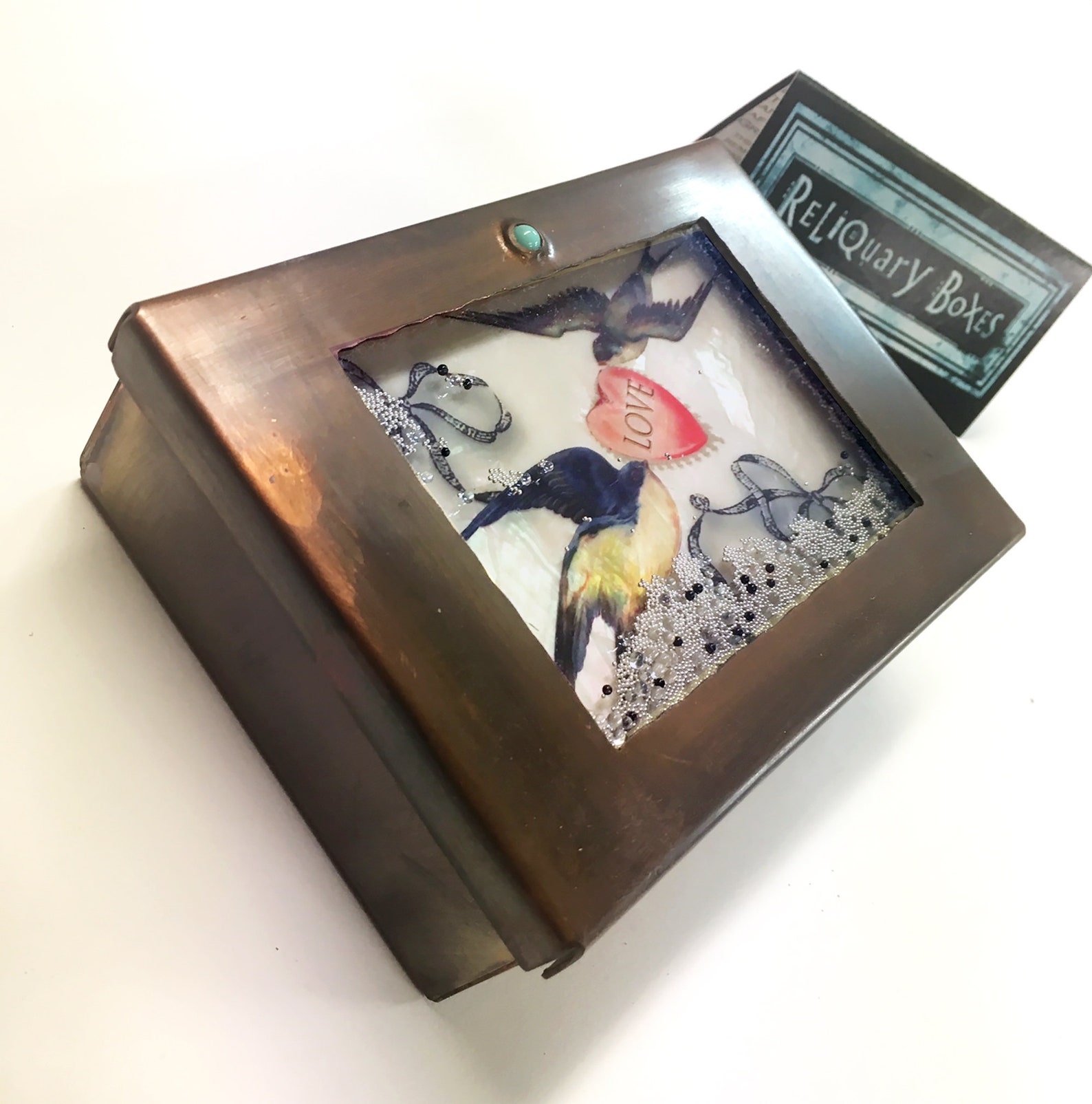 Love Birds Reliquary Box - Valentine Bird Keepsake Box - Sweet ...