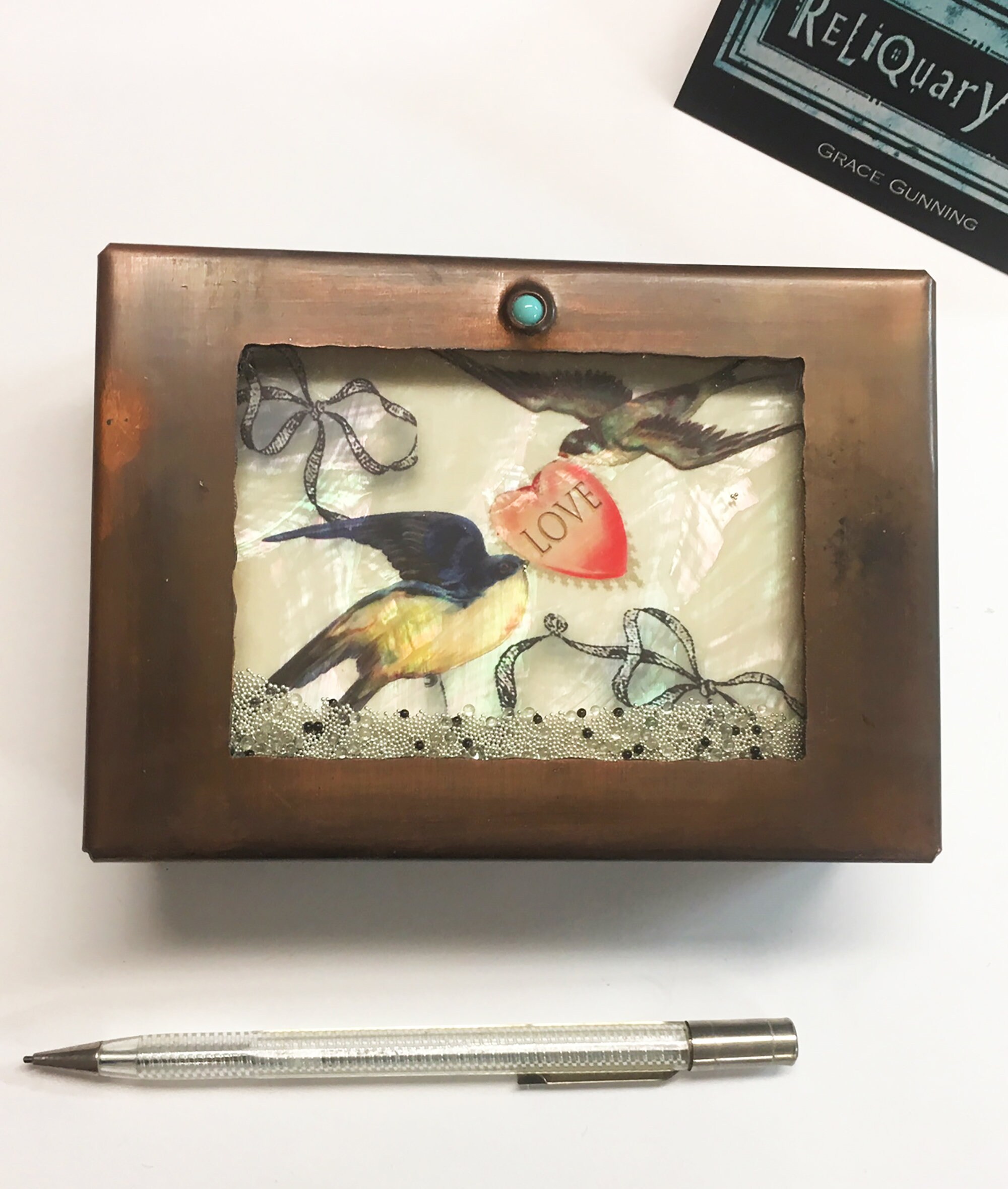 Love Birds Reliquary Box - Valentine Bird Keepsake Box - Sweet ...